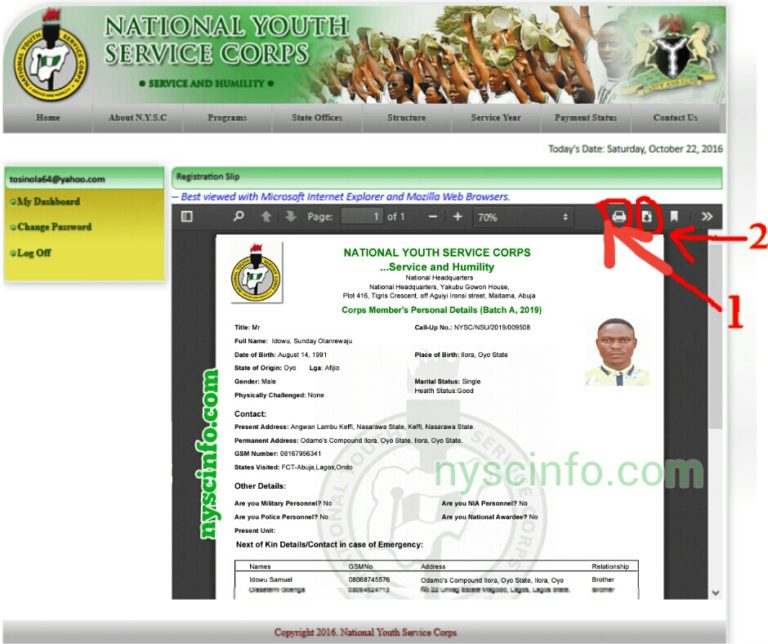 How to Print NYSC Green Card for Batch A, B & C – Nyscinfo