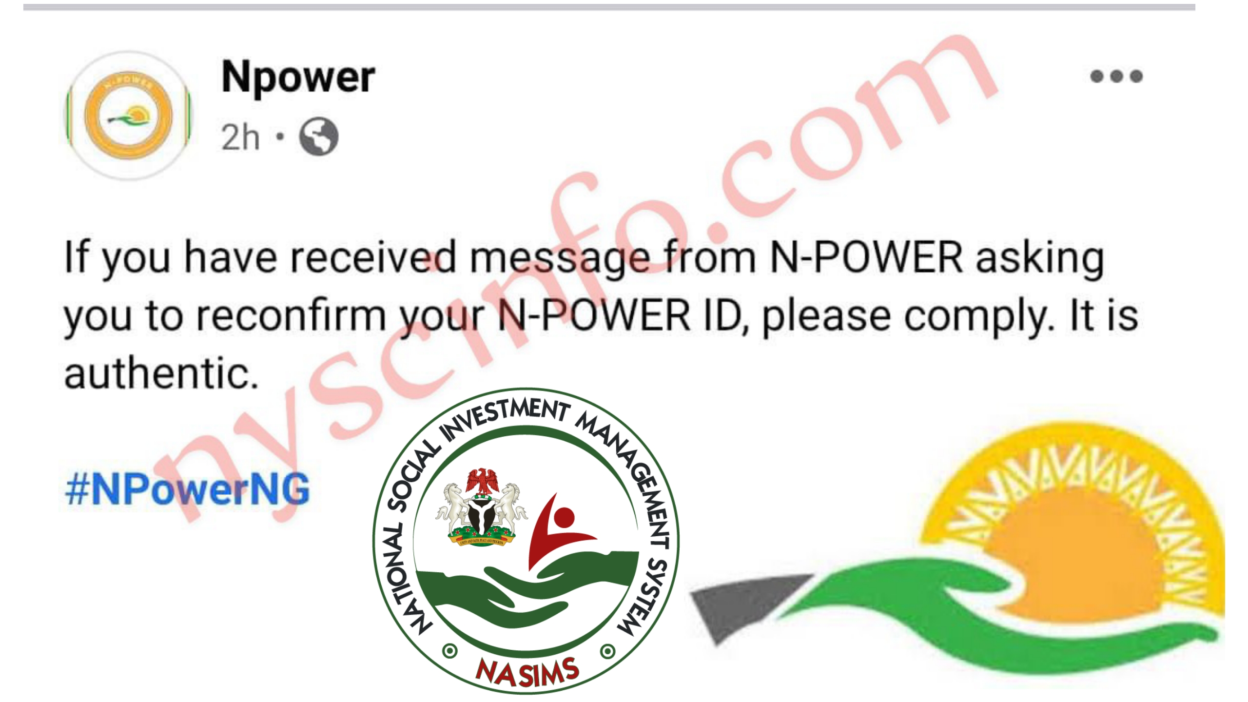 Npower SMS On Reconfirmation of N-POWER ID Is Legit