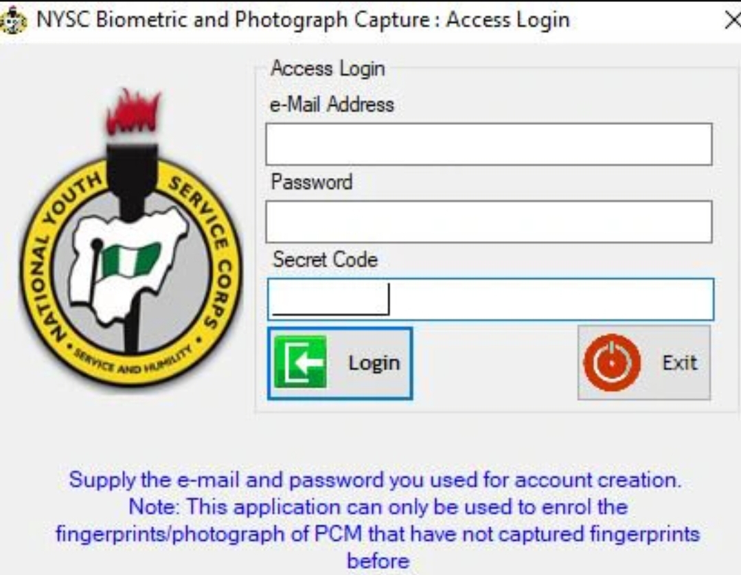 NYSC Biometric Secret Code for Online Registration